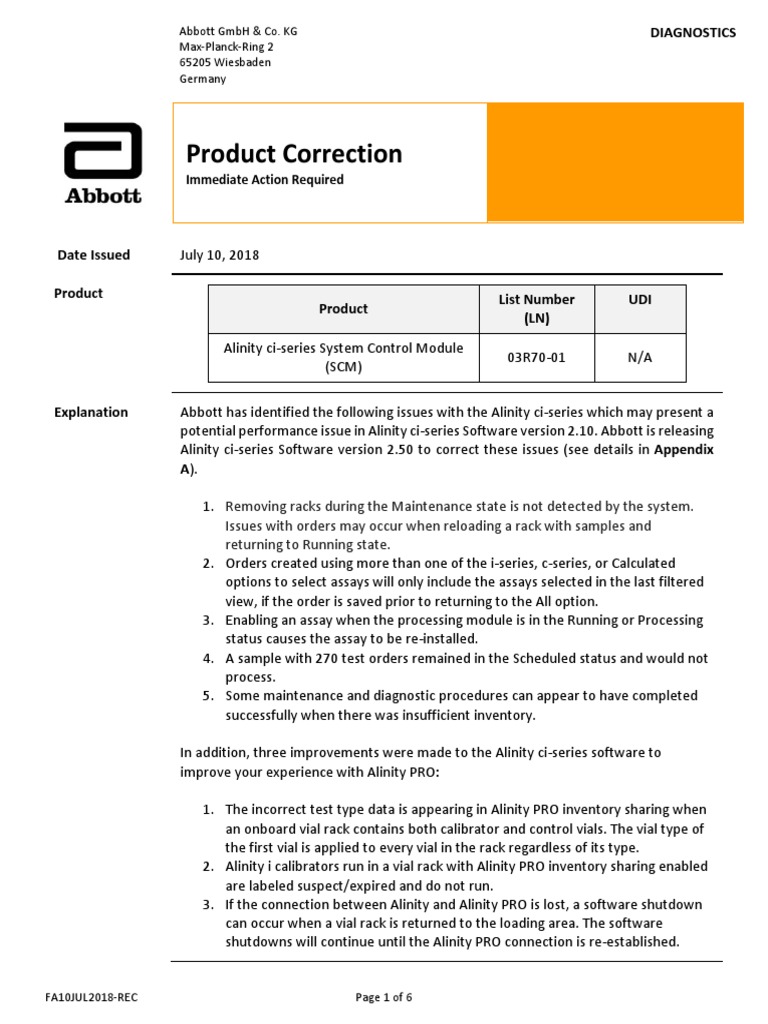 Product Correction 01 08 English | PDF | Assay | Calibration