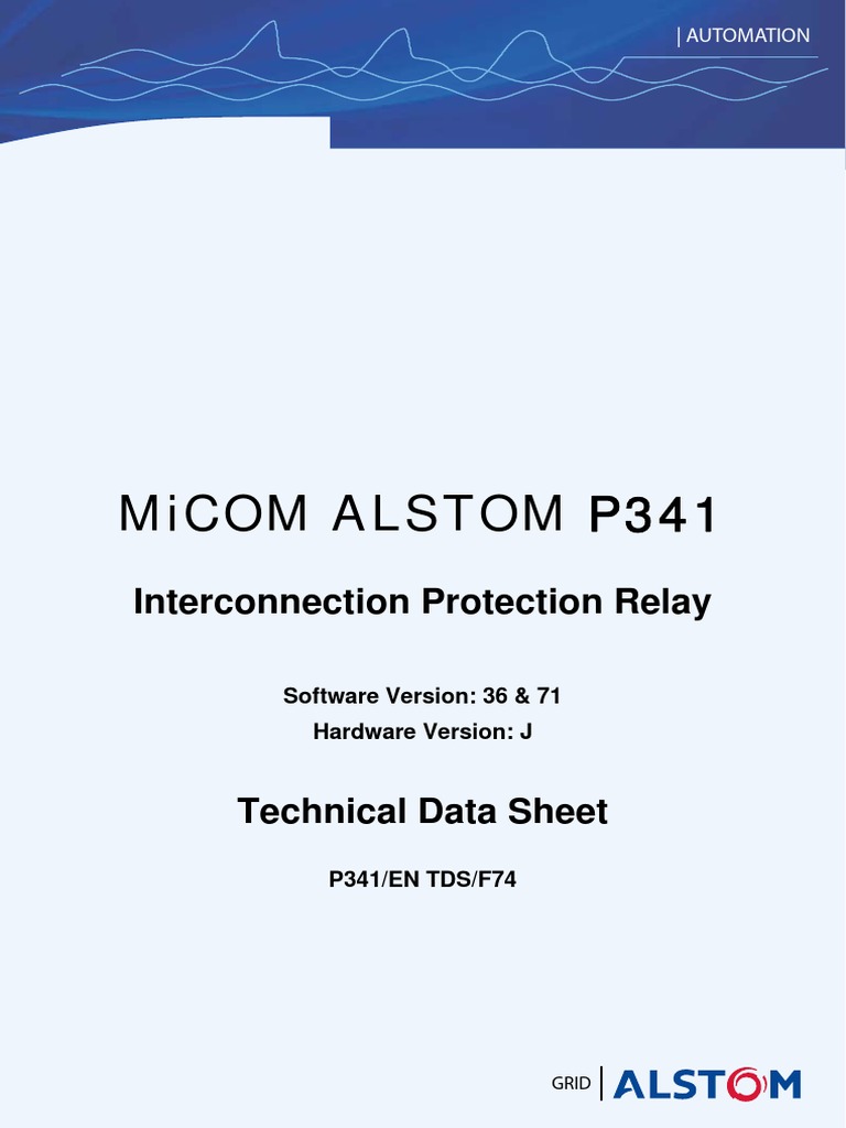MiCOM Alstom P341 Technical Data Sheet GB-epslanguage en-GB | PDF ...