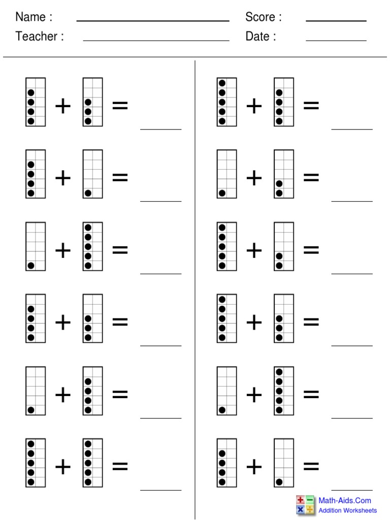 Name: Teacher: Date: Score:: Addition Worksheets | PDF