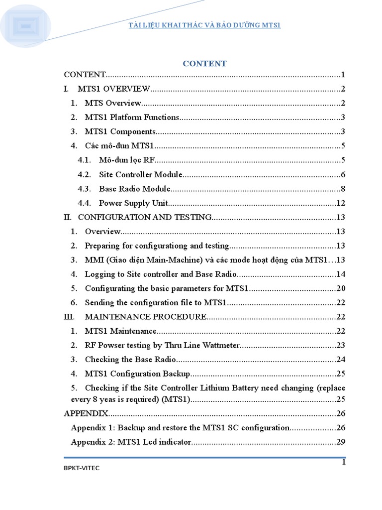 MTS1 Overview - English | PDF