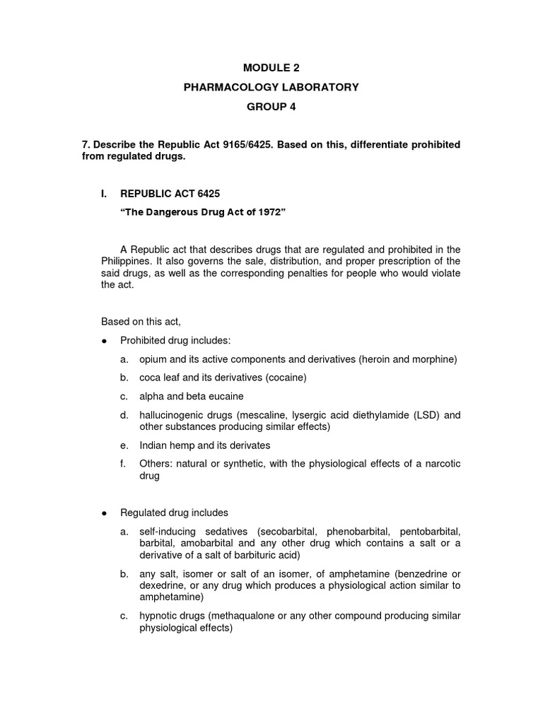 Republic Act 9165 and 6425 | PDF | Narcotic | Lysergic Acid Diethylamide