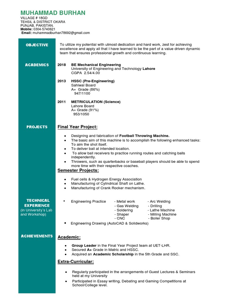 Burhan CV | Download Free PDF | Machines | Engineering
