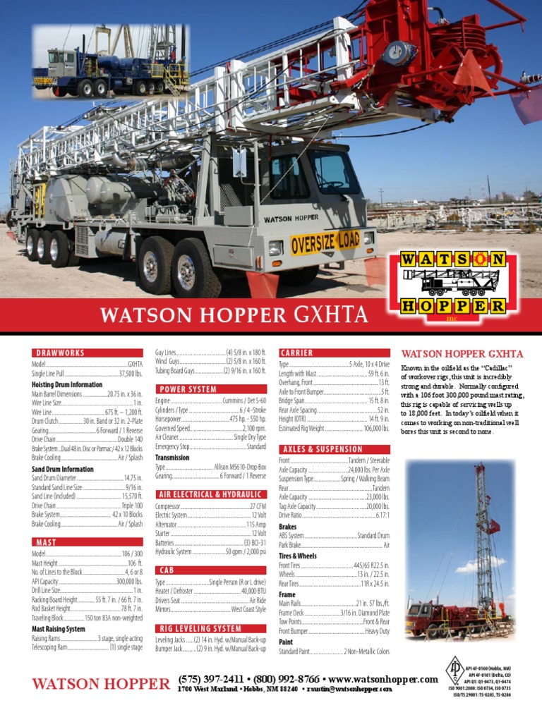 Ficha Tecnica de Taladros Workover | PDF | Axle | Suspension (Vehicle)