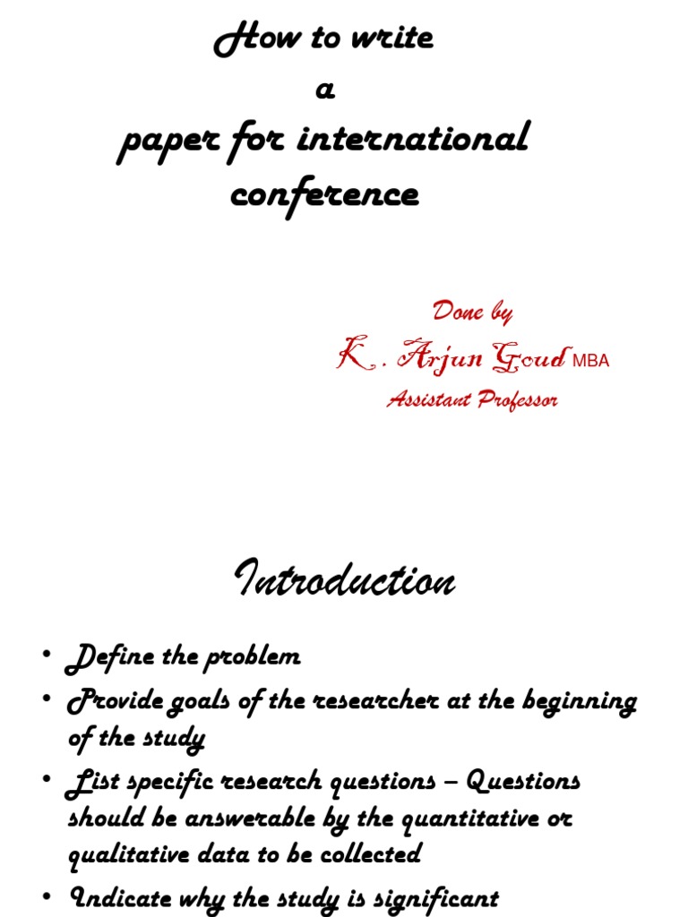 A Guide to Writing an Effective International Conference Paper on ...