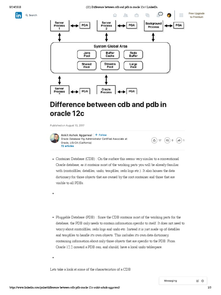 12 Difference Between Cdb And Pdb In Oracle 12c Linkedin Oracle Database Databases