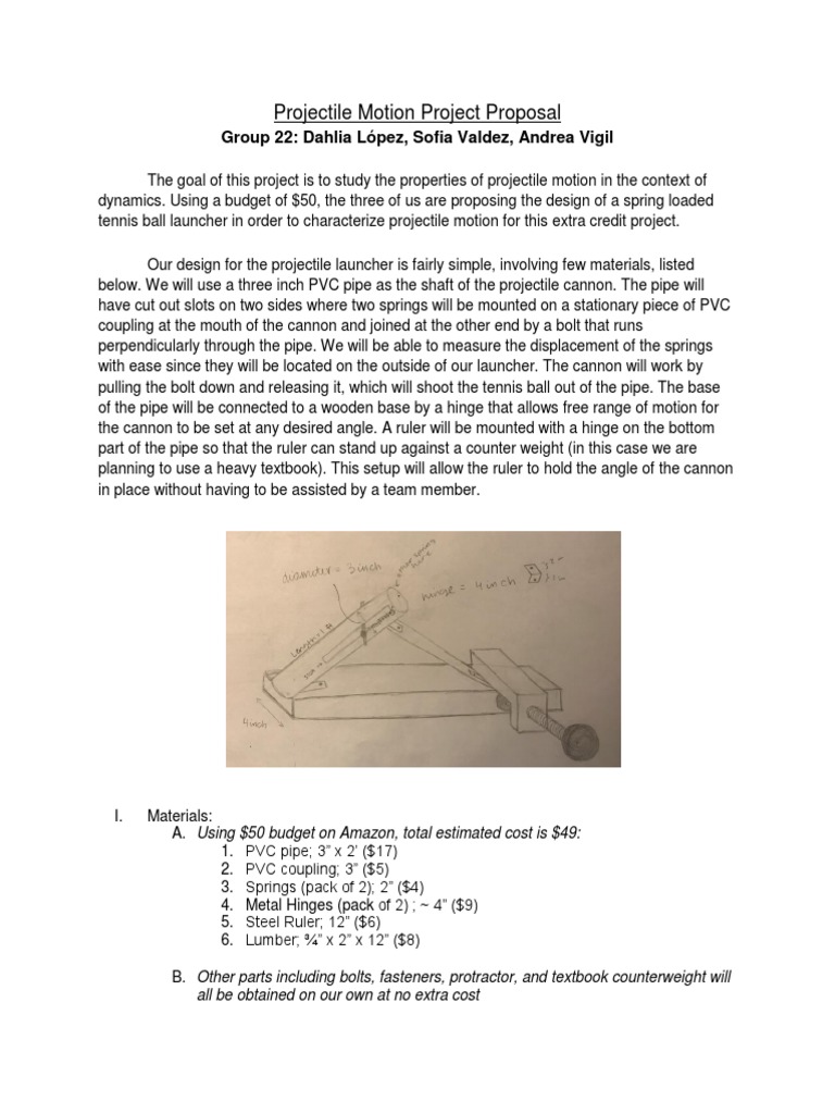 Projectile Motion Project Proposal | PDF