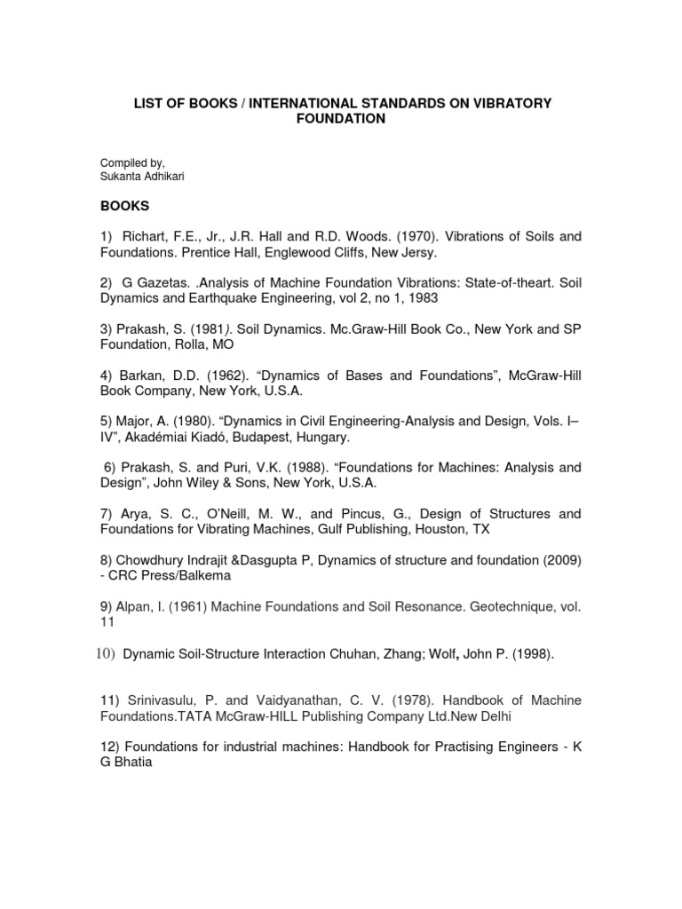 Comprehensive List of Books, Standards and Guidelines for Analyzing and ...