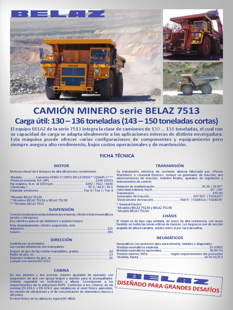 Belaz 7513 | PDF | Camión | Eje