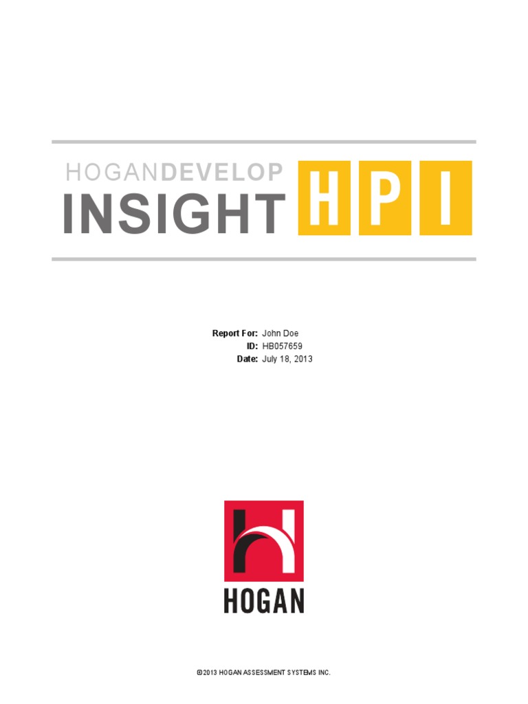 Hogan Personality Inventory - Sample Insight Report PDF | PDF ...