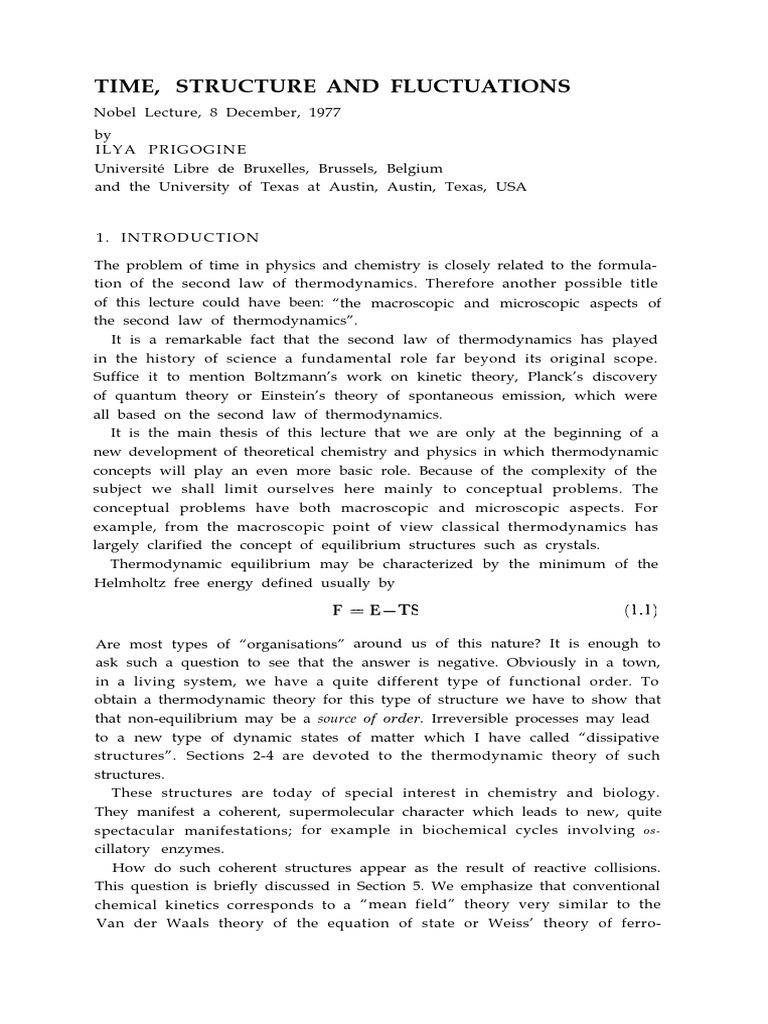 Ilya Prigogine - Time, Structure and Fluctuations (Nobel Lecture 8.12. ...