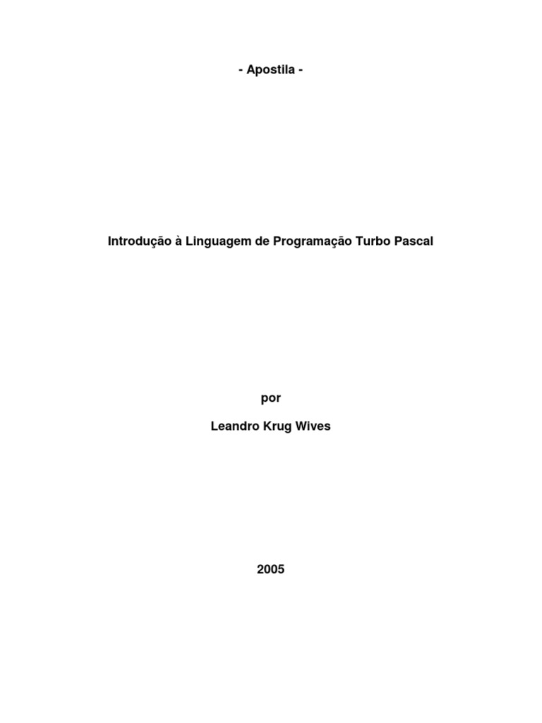 Delphi Apostila Pdf Tipo De Dados Linguagem De Programação