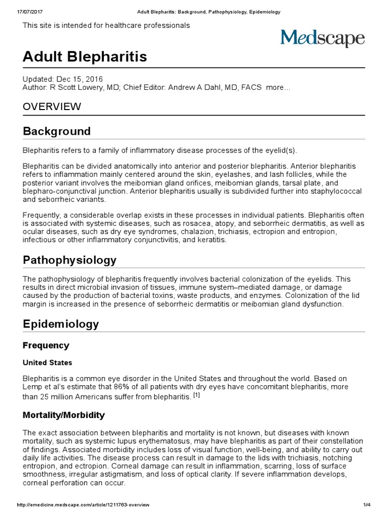 Adult Blepharitis: Overview and Pathophysiology | PDF | Ophthalmology ...