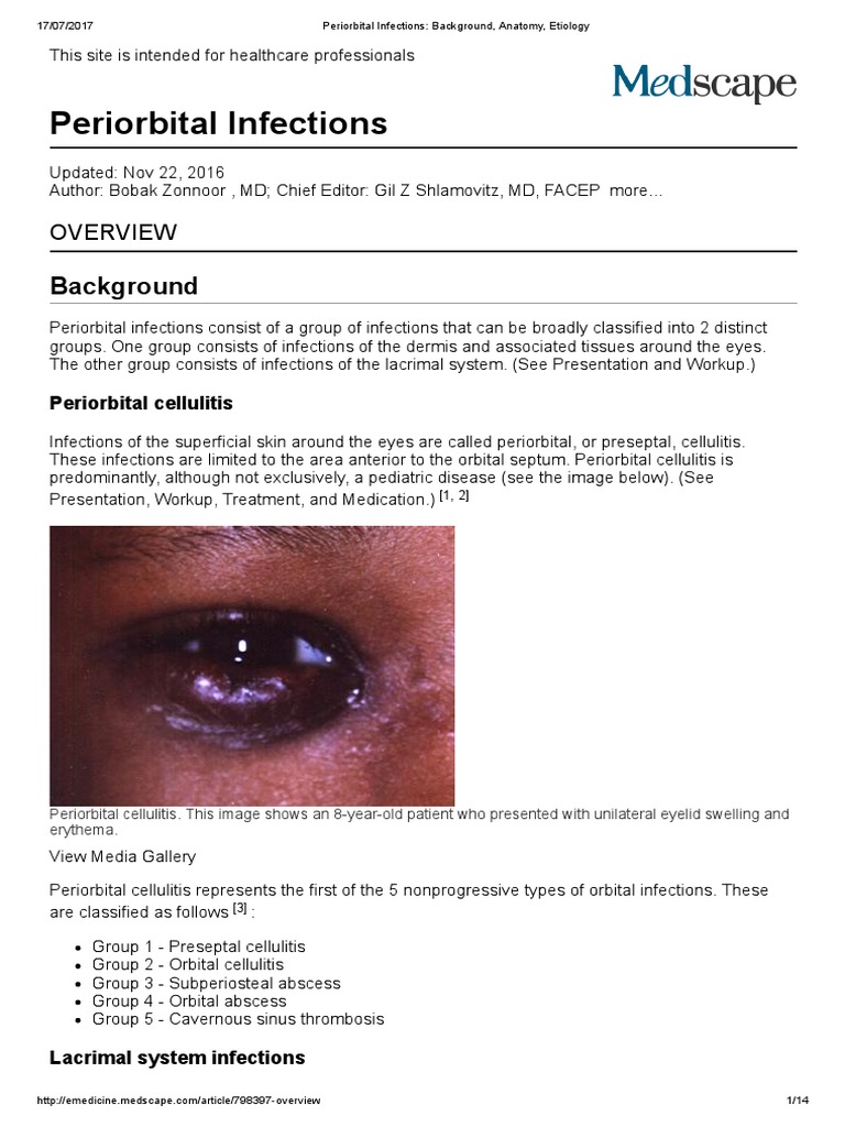 Periorbital Infections - Background, Anatomy, Etiology PDF | PDF ...