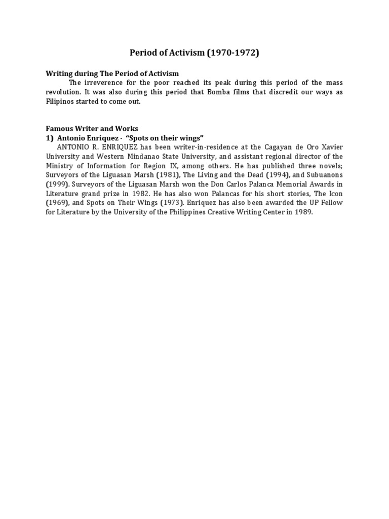 Writing During The Period of Activism | PDF