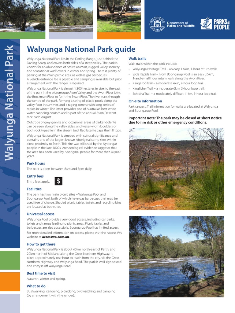 Walyunga National Park Guide: Walk Trails | PDF | Parks | Trail