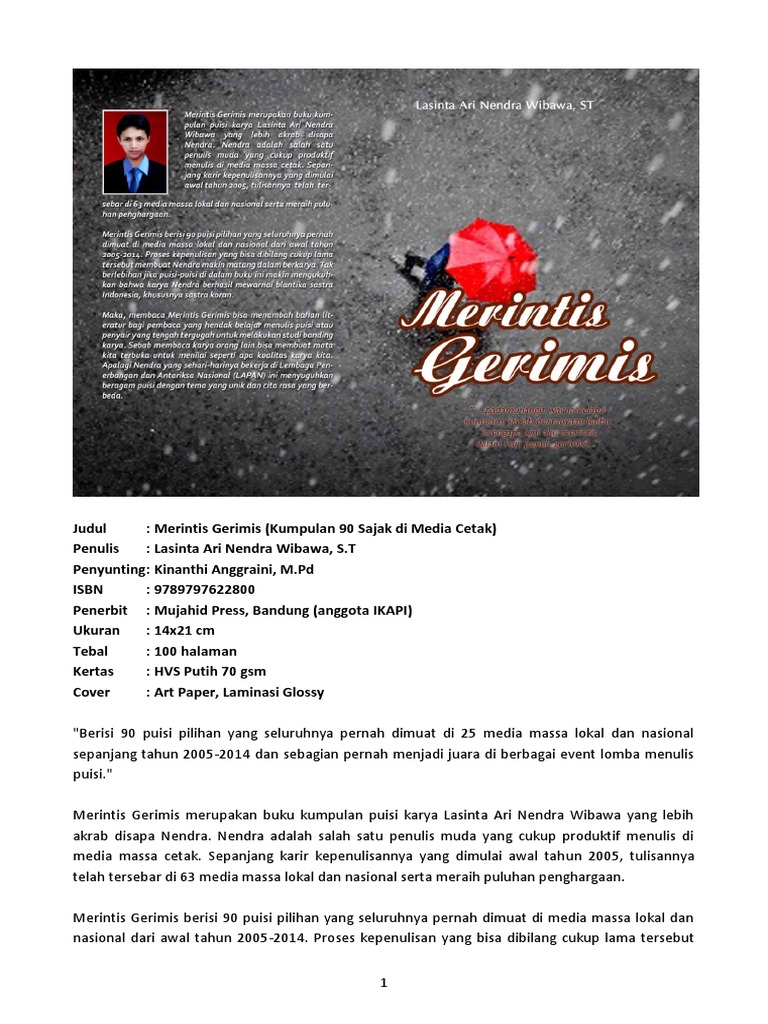 Merintis Gerimis - Kumpulan 90 Sajak Di Media Cetak - Lasinta Ari Nendra Wibawa | PDF | Puisi ...