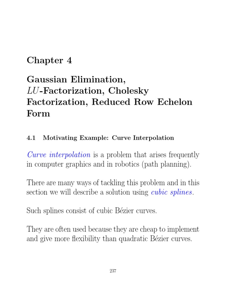Gaussian Elimination, LU - Factorization, Cholesky Factorization, Reduced Row Echelon Form | PDF ...