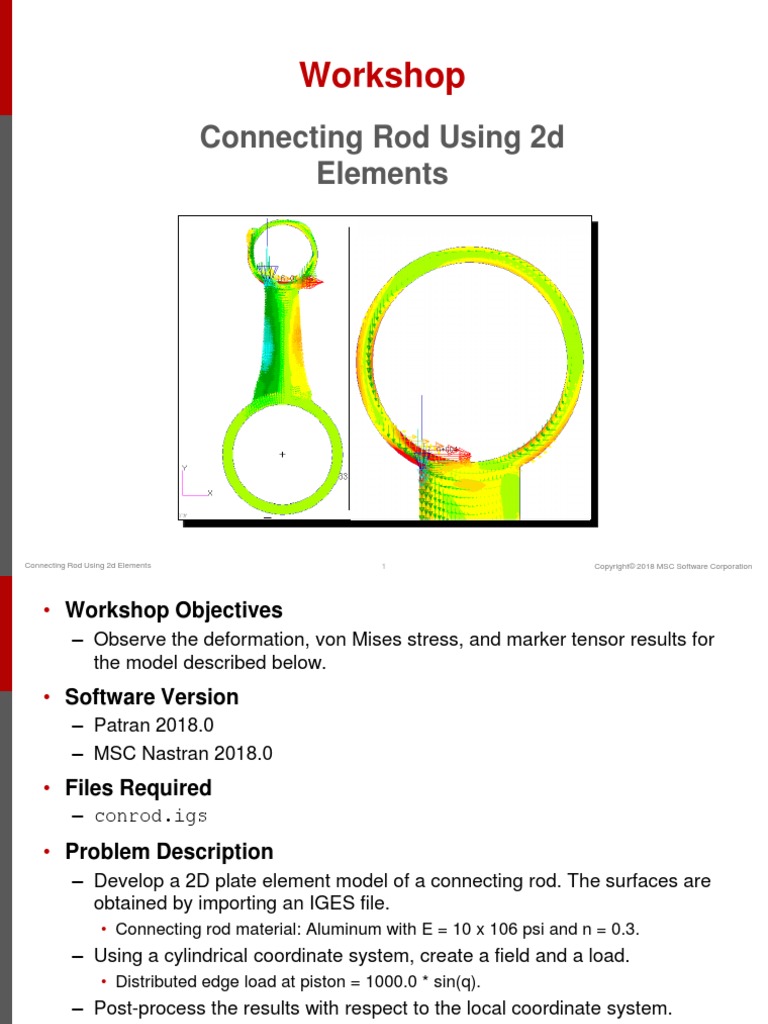 Connecting Rod Using 2d Elements | Download Free PDF | Deformation ...