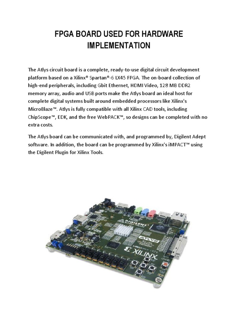 Fpga Board Used For Hardware Implementation | PDF | Technology ...
