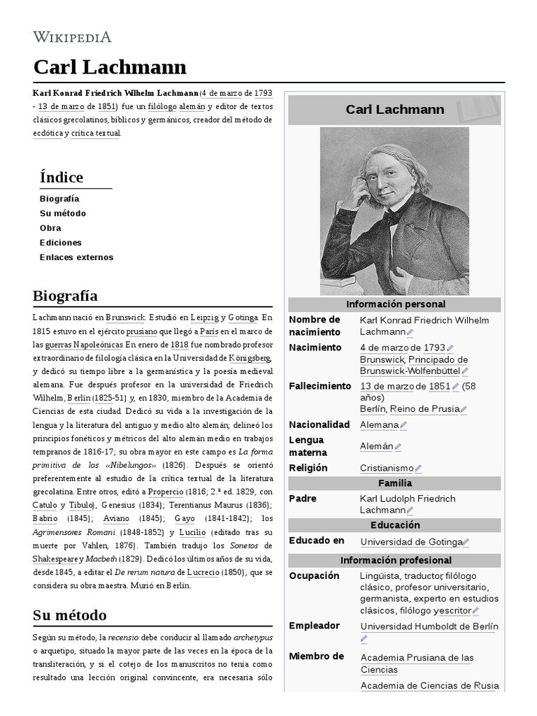 Carl Lachmann | PDF | Science | Ciencia y Tecnología