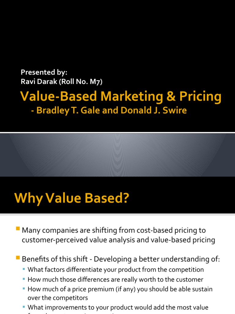 Value-Based Marketing & Pricing | PDF | Business | Pricing
