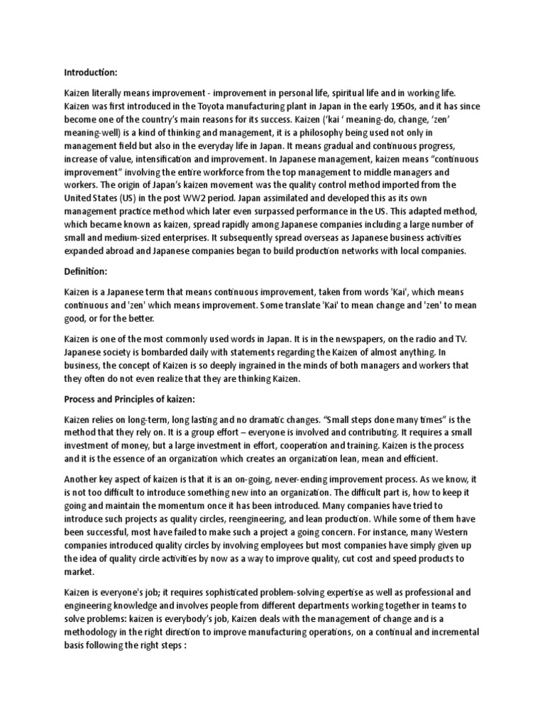 Kaizen | PDF | Lean Manufacturing | Innovation