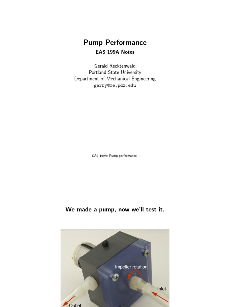 Pump Performance: EAS 199A Notes | PDF | Flow Measurement | Efficiency