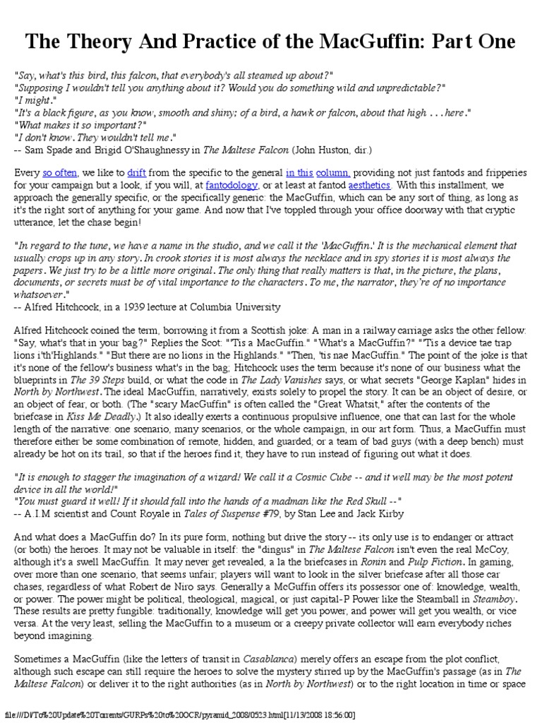 The Theory and Practice of The Macguffin: Part One: So Often Drift in This Column, Fantodology ...