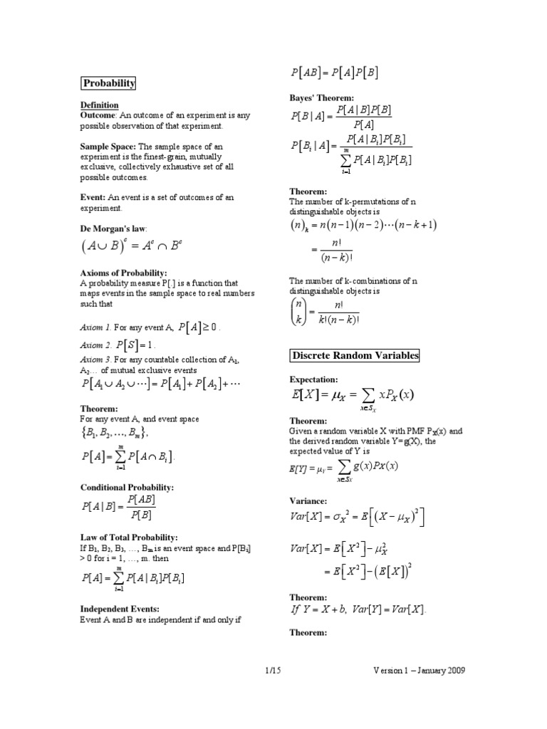 Booklet For Exam | PDF | Stationary Process | Probability Density Function