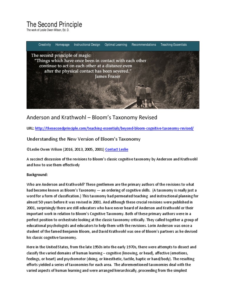 Blooms Taxonomy Revised | PDF | Metacognition | Knowledge