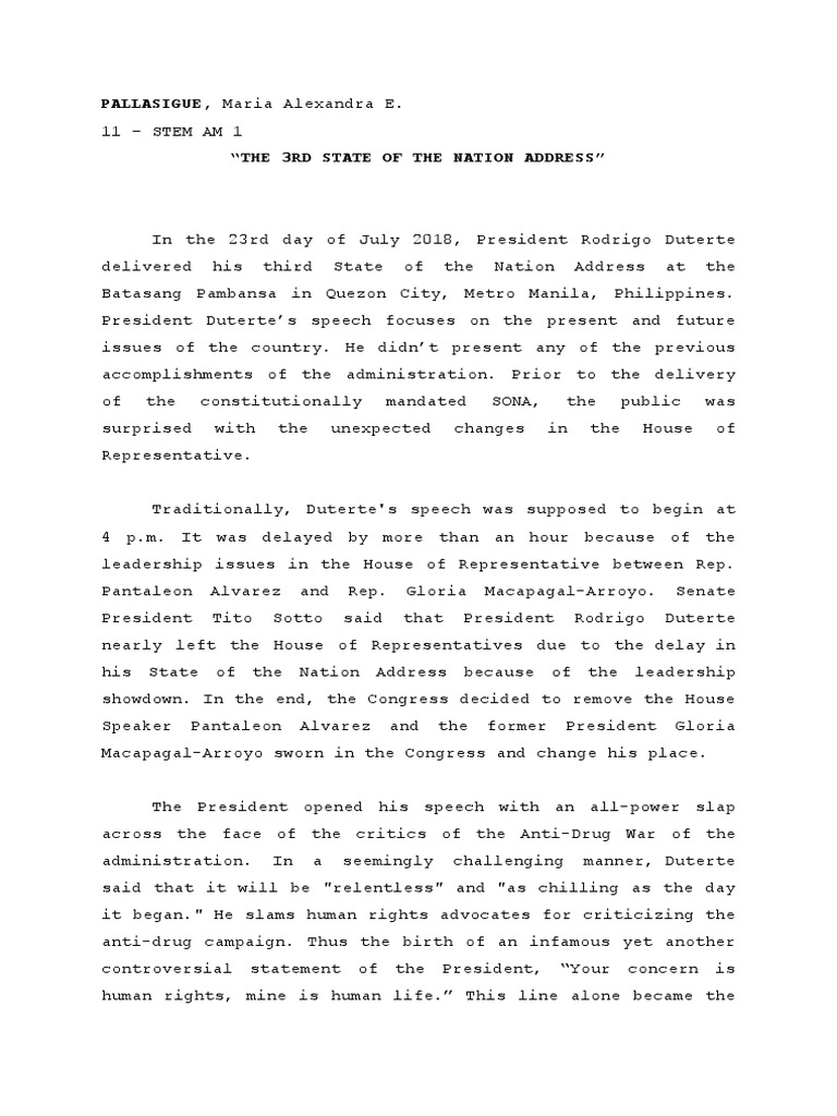 State of The Nation Address | PDF | Rodrigo Duterte | Philippines