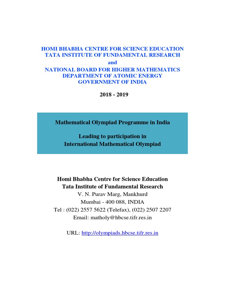 Mathematical Olympiad Brochure 2018 19 PDF | PDF | Equations | Teaching ...