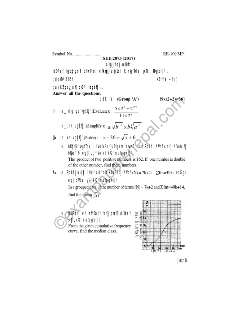 Compulsory Math 2073 Question Paper RE 109MP | PDF | Geometric Shapes ...
