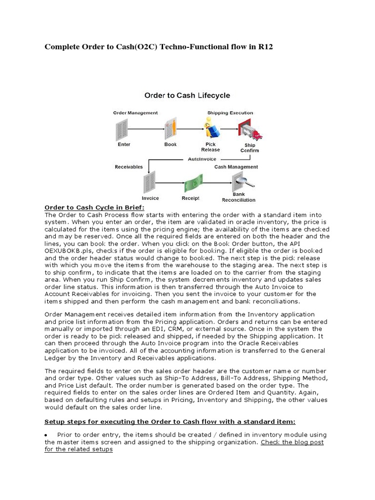 Complete Order To Cash (O2C) Techno-Functional Flow in R12 | PDF ...