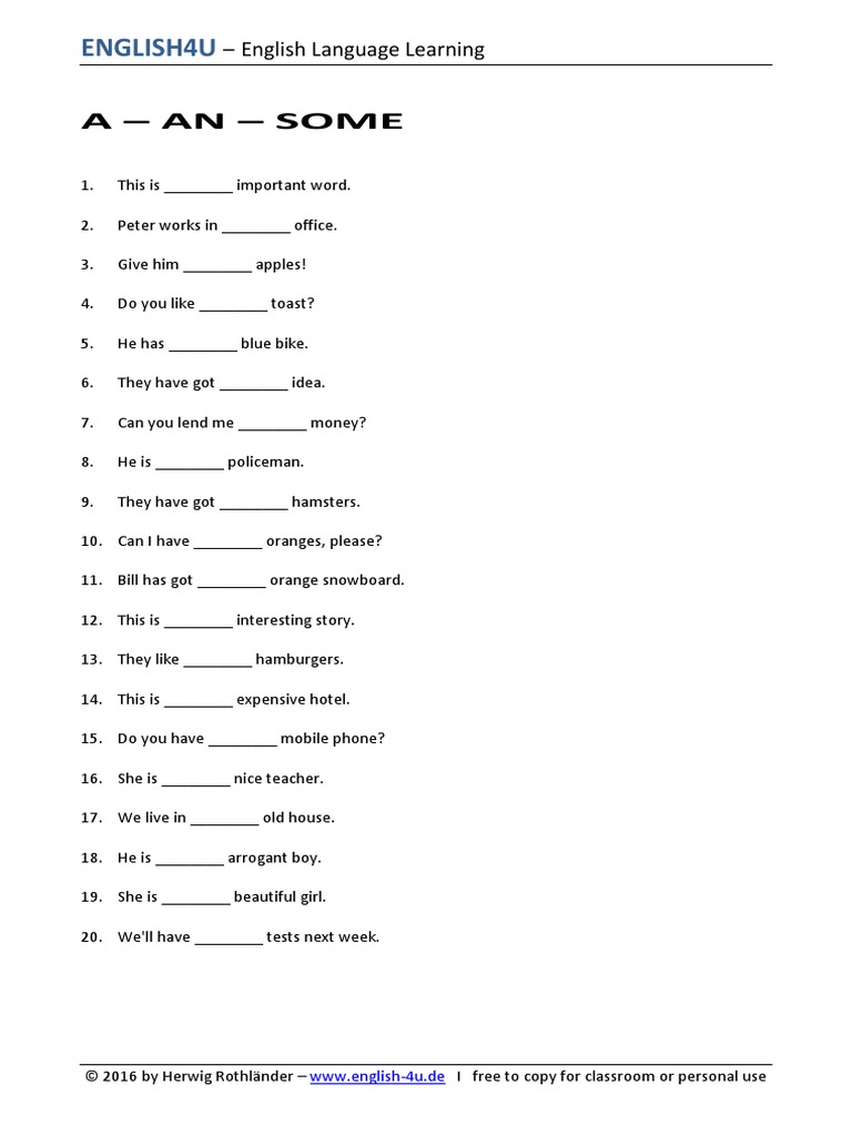A An Some 4 | PDF | Language Arts & Discipline | Foreign Language Studies
