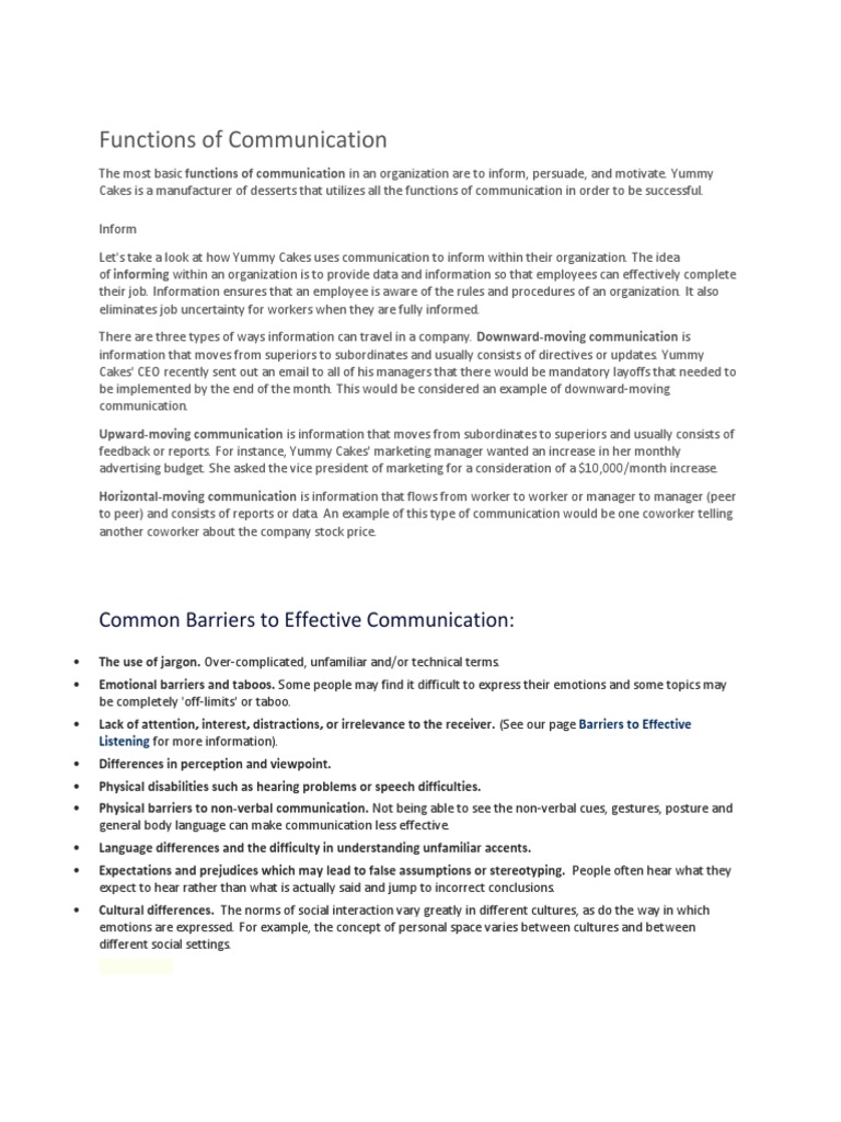 Communication Functions in Organizations | PDF | Nonverbal ...