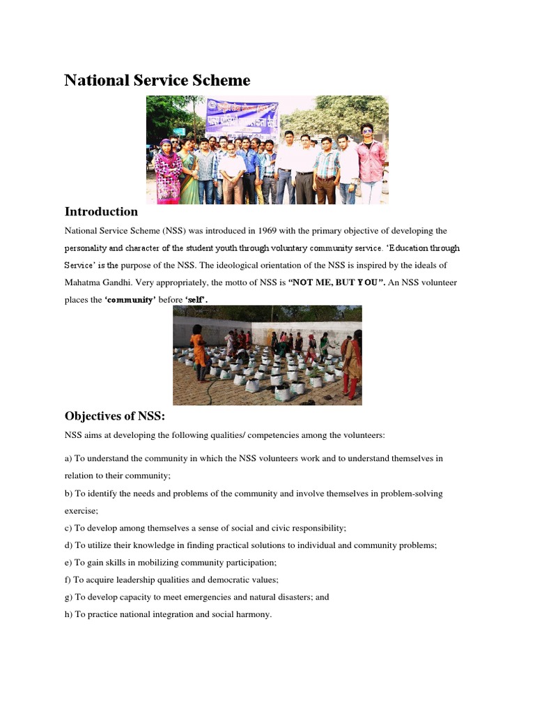 National Service Scheme: Objectives of NSS | PDF