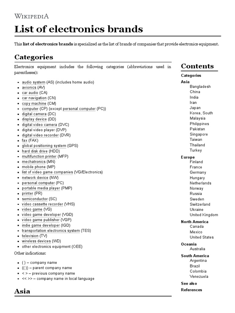 List of Electronics Brands | Download Free PDF | Personal Computers | Video