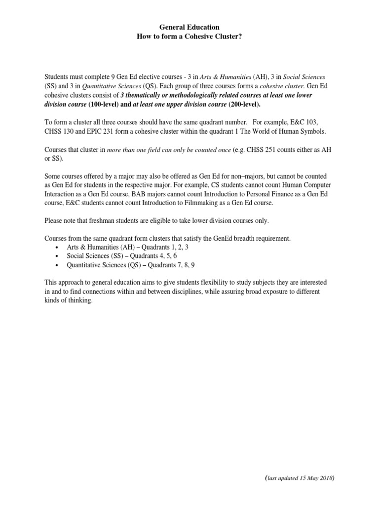 GENED Clusters Formation 2018 | PDF | Social Science | Sociology