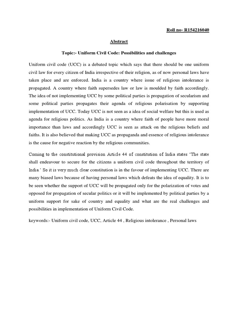 Uniform Civil Code | Download Free PDF | Social Institutions | Social ...