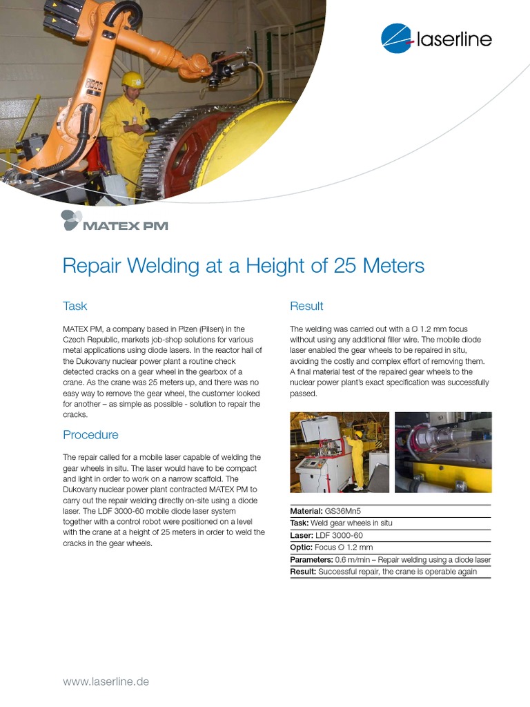 Laserline Case Study Repair Welding at A Height of 25 Meters | PDF ...