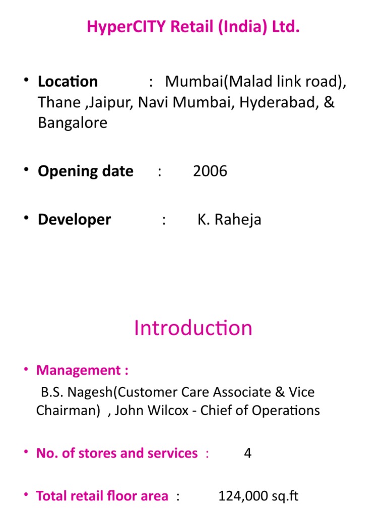 Hypercity Retail (India) LTD | PDF