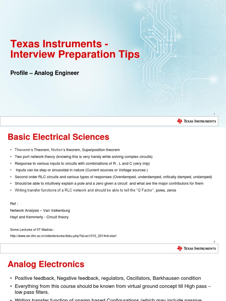 Texas Instruments Analog Engineer Test Guidelines | PDF | Amplifier ...