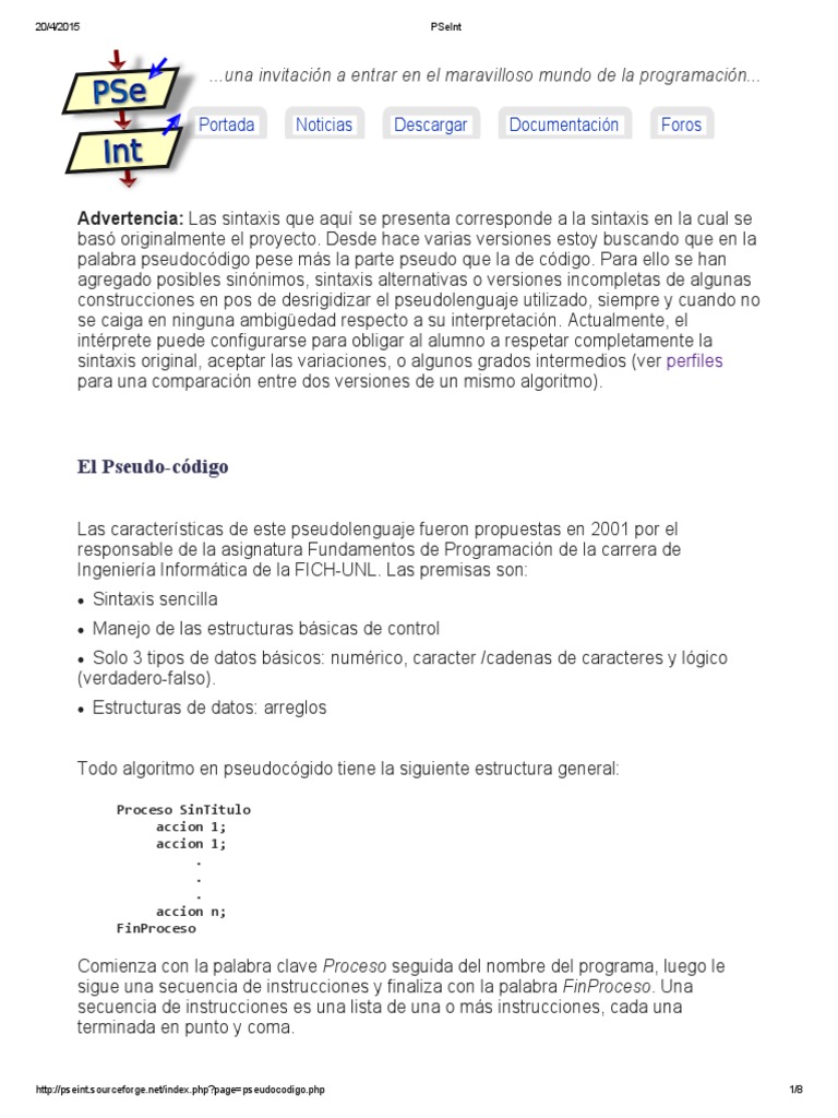 Pseudocodigo PSeInt | PDF | Algoritmos | Programación de computadoras