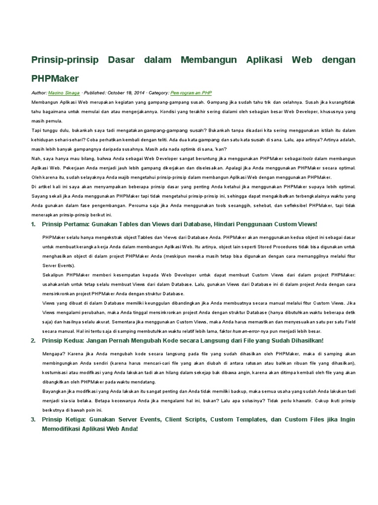 Membangun Aplikasi Web dengan PHPMaker | PDF