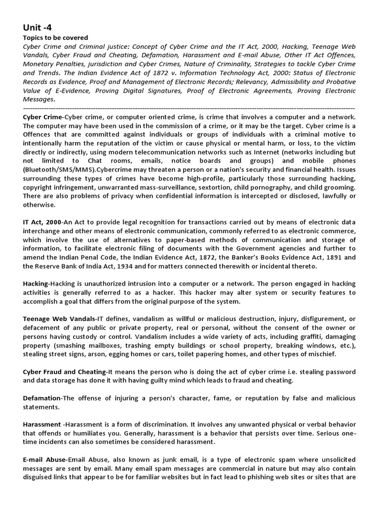 Unit 4 And Unit 5 Class Notescyber Security1518766008pdf Computer Forensics Cybercrime 