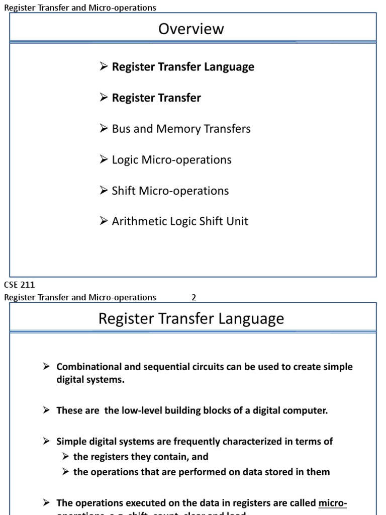 Register Transfer and Micro-operations | PDF | Computer Data Storage ...