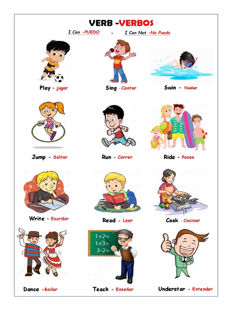 Verbos en inglés para niños | PDF | Poesía