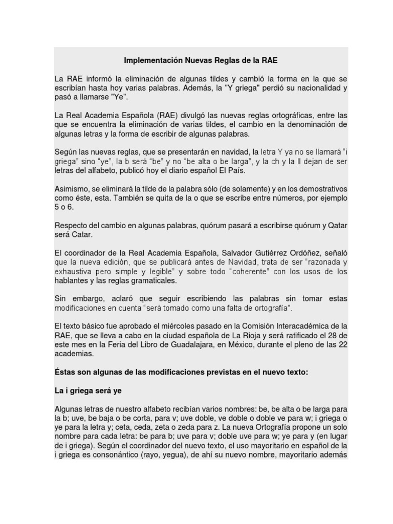 Reglas Rae | PDF | Alfabeto | Idiomas