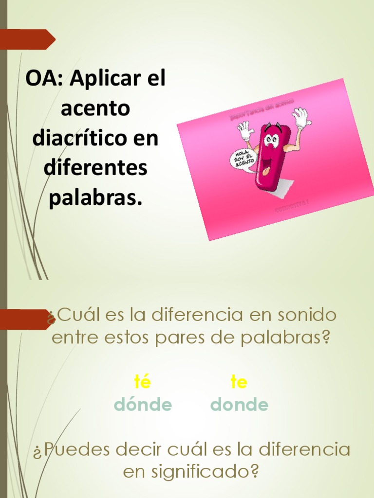 OA: Aplicar el acento diacrítico en diferentes palabras | Adjetivo ...